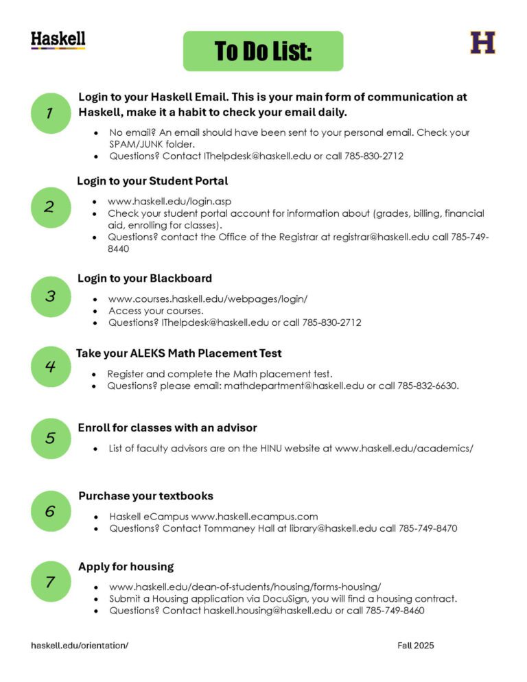 New Student Orientation | Haskell Indian Nations University