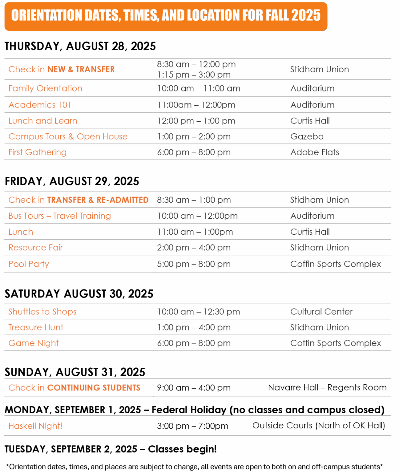 New Student Orientation | Haskell Indian Nations University